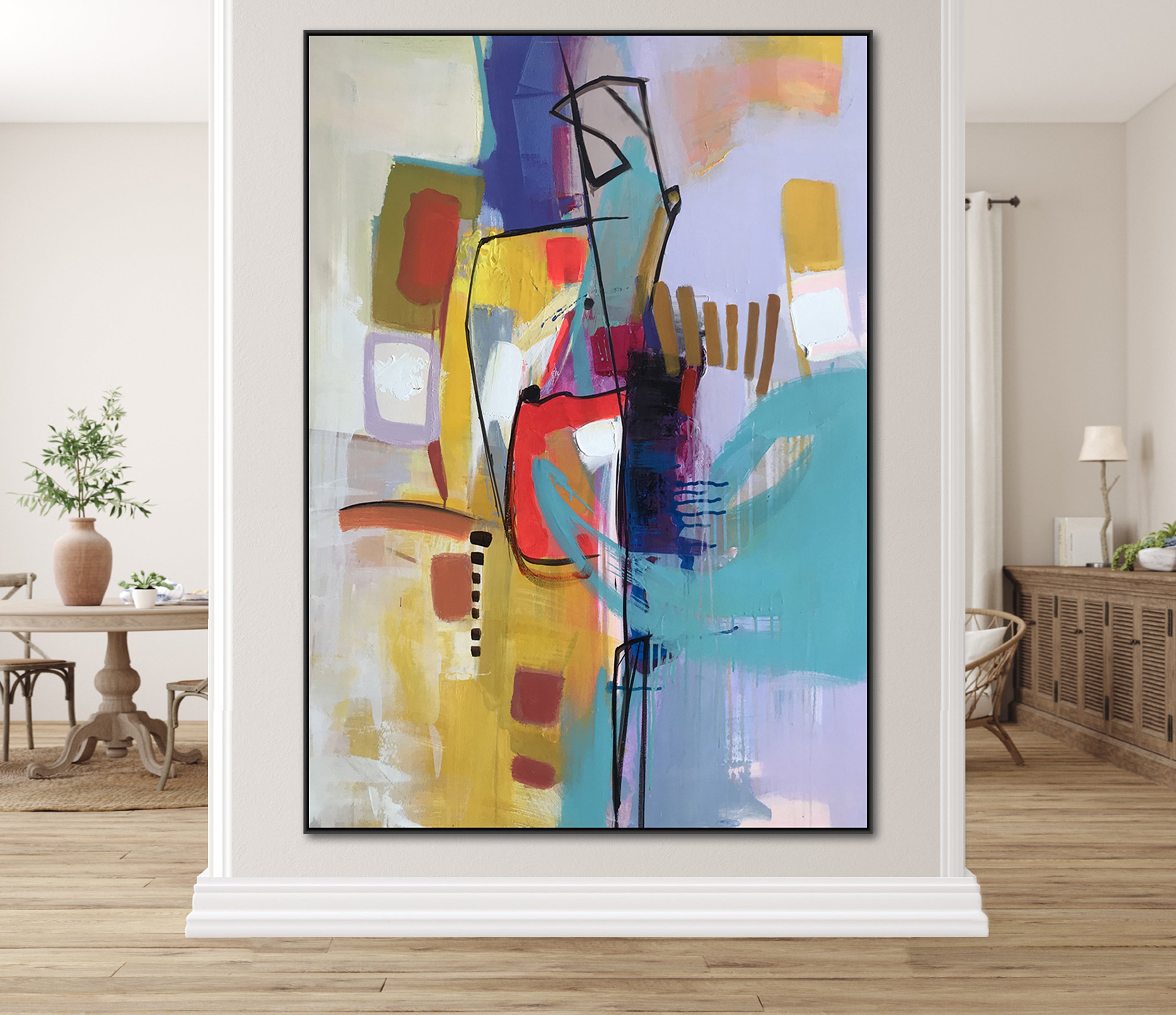 Large Abstract Paintings, Framed Abstract Canvas Wall Art, Framed Art