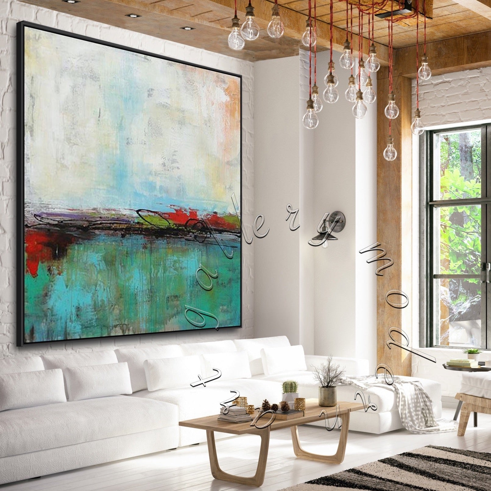 Abstract Painting, Extra Large Framed Canvas Art, 