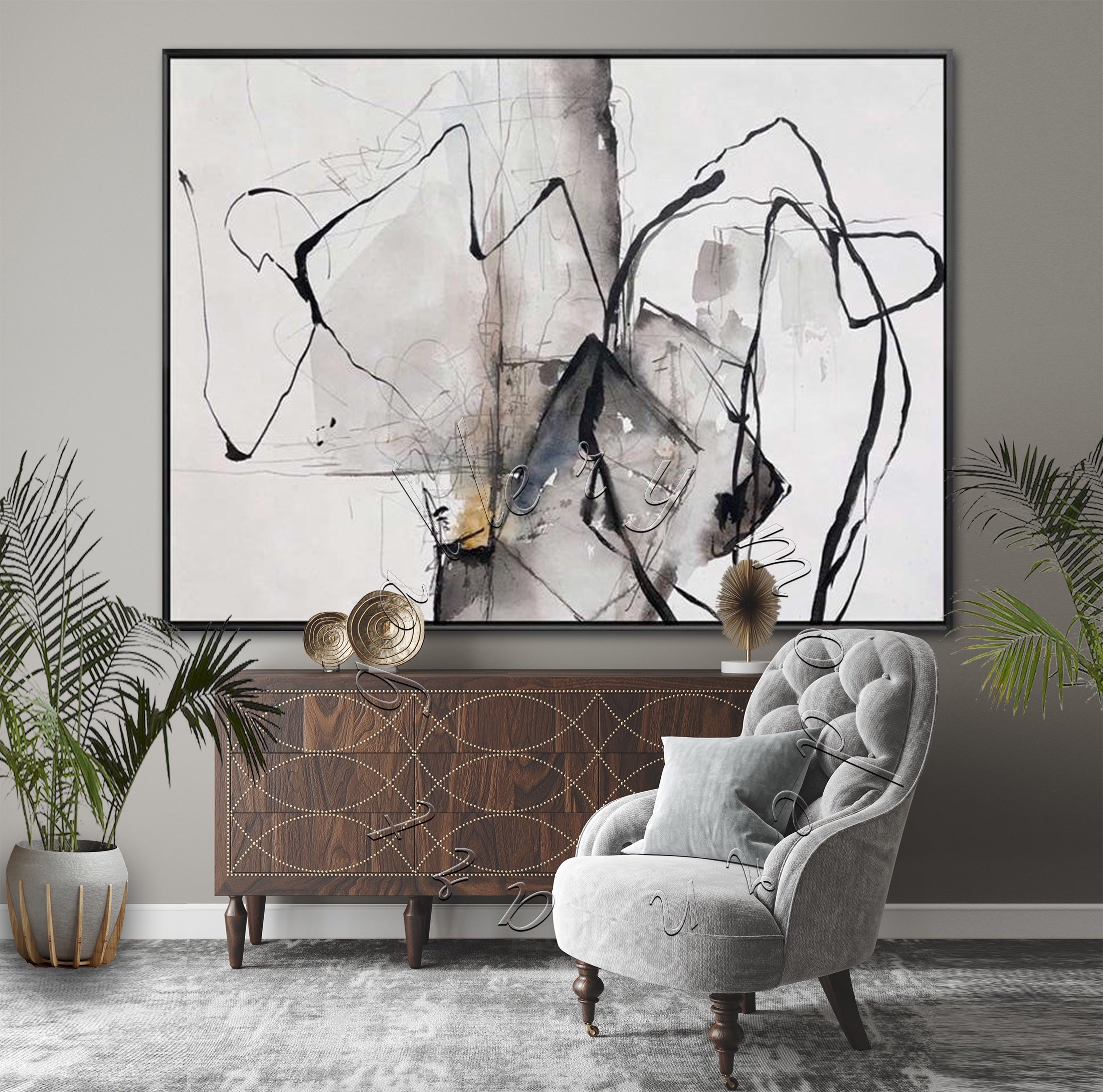 Large Abstract Paintings, Framed Abstract Canvas Wall Art, Framed Art